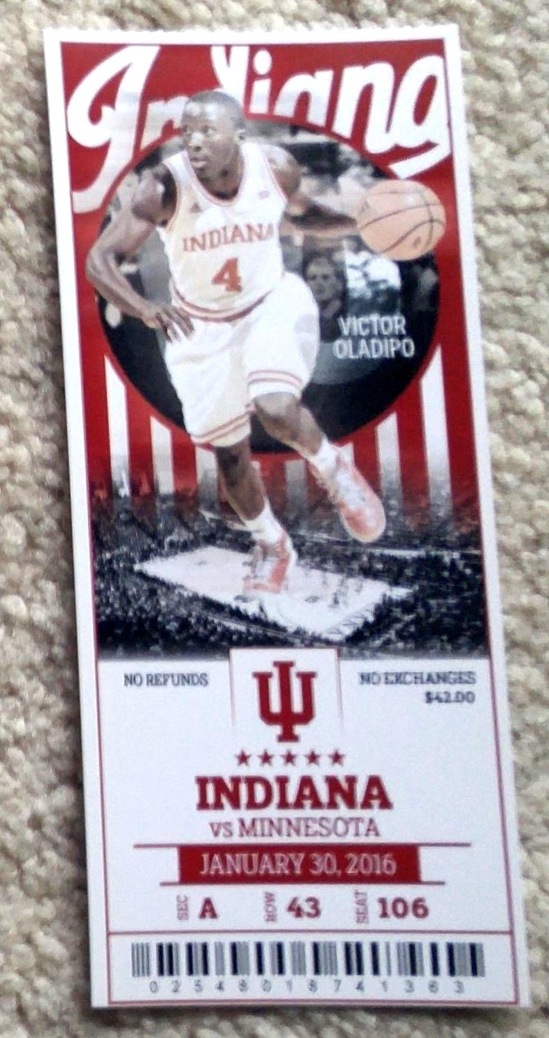 INDIANA HOOSIERS BASKETBALL TICKET STUB 15-16 BIG 10 CHAMP- MINNESOTA ...