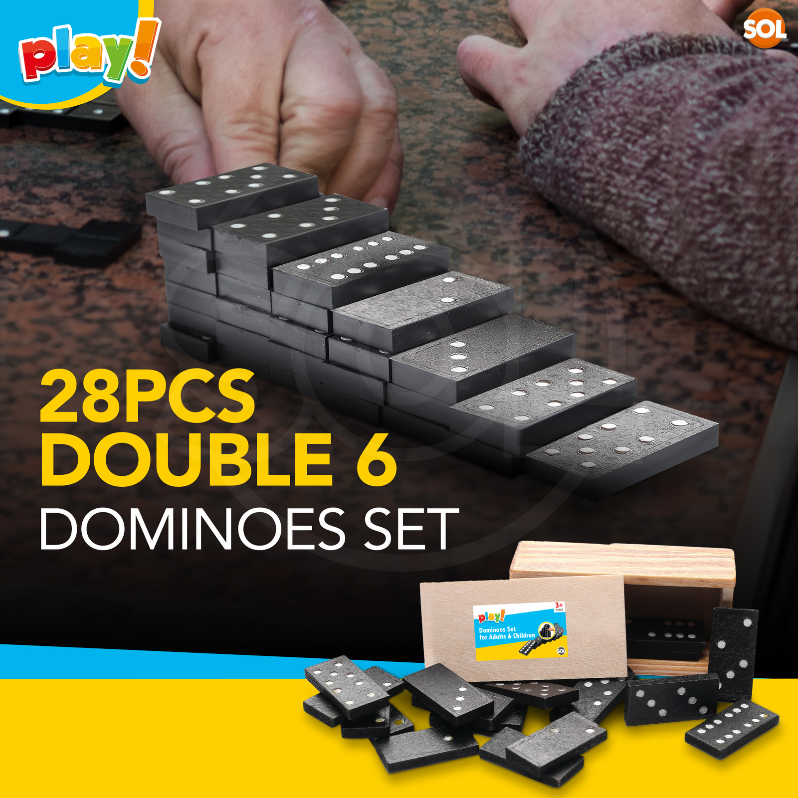 28 Dominoes Game Set Wooden Box Dominos Kids Childrens Travel Board Pub ...