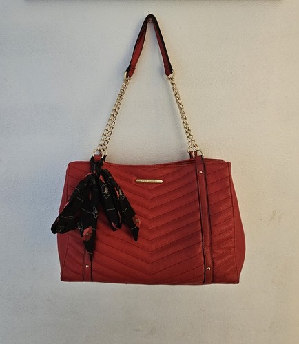 Steve Madden Red Designer Purse Womans Handbag Gold Tone Chain Straps ...