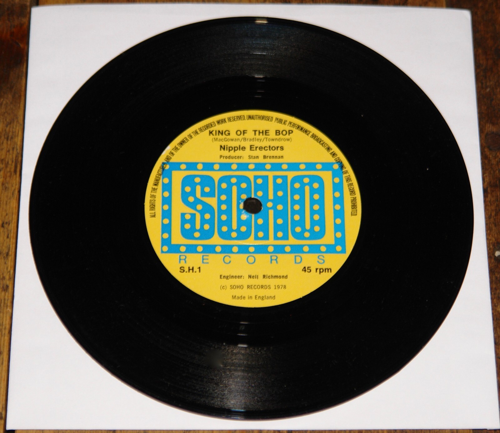 NIPPLE ERECTORS NERVOUS WRECK b/w KING OF THE BOP UK SOHO PUNK 7" 1978 ...