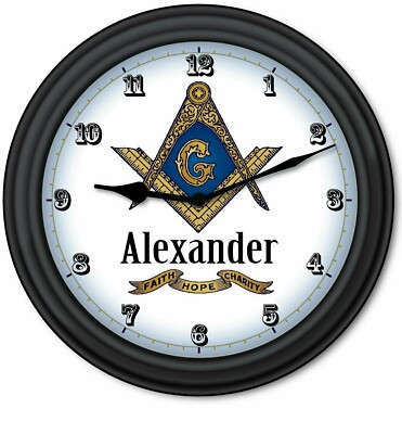 Masonic Freemason Mason Lodge Wall Clock - Freemasonry Home Office ...