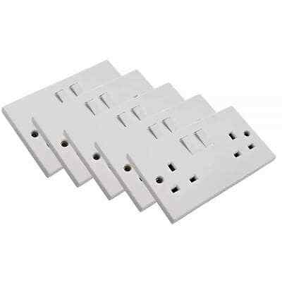 13A Double Sockets White Switched Mains Electric 2 Gang 13 Amp Twin ...