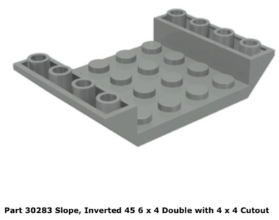 Lego 1x 30283 Light Gray Slope, Inverted 45 6 x 4 Double with 4 x 4 AT ...