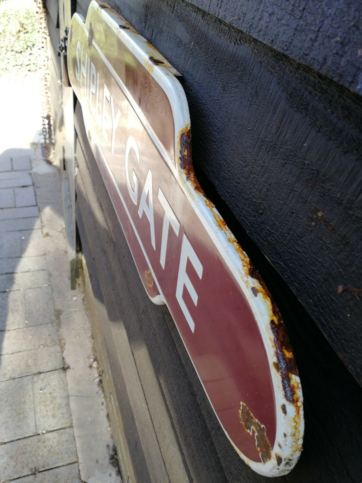 SHIPLEY GATE totem enamel sign British Rail Nottingham Eastwood station ...