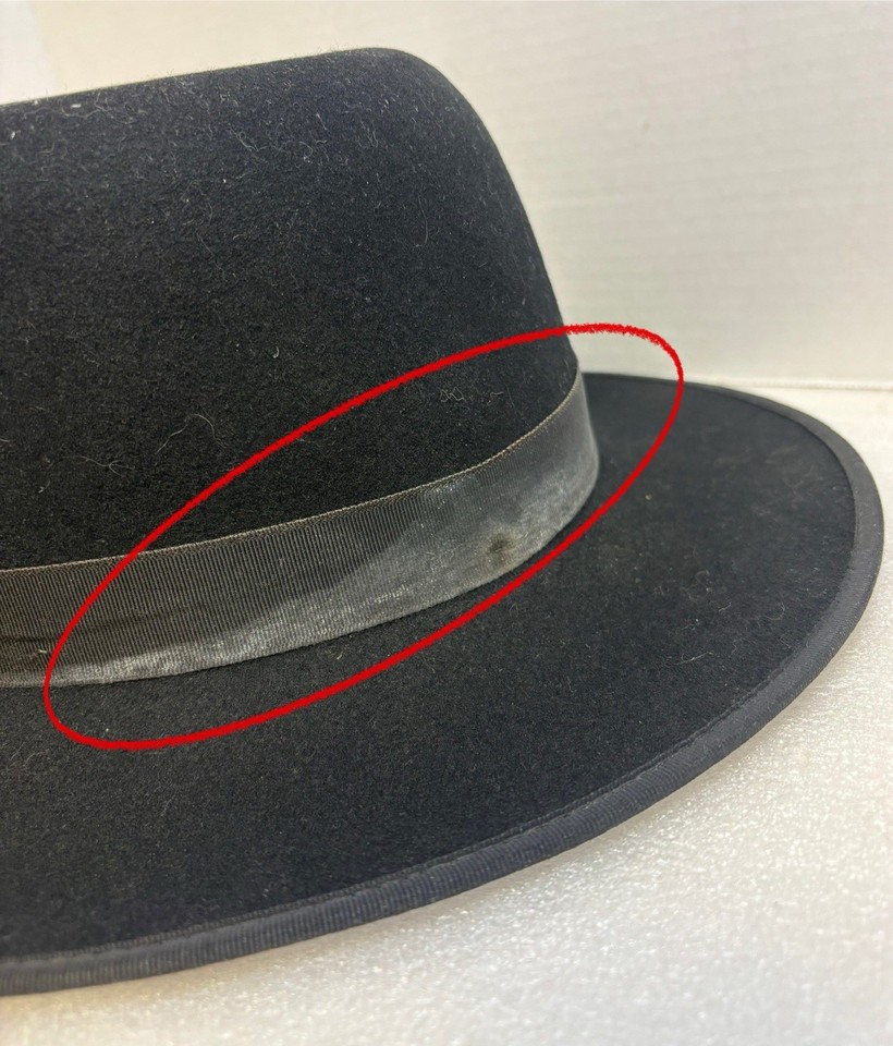 Used Stetson American Buffalo Black Amish Hat 7- 5/8. Long Oval. PLEASE ...