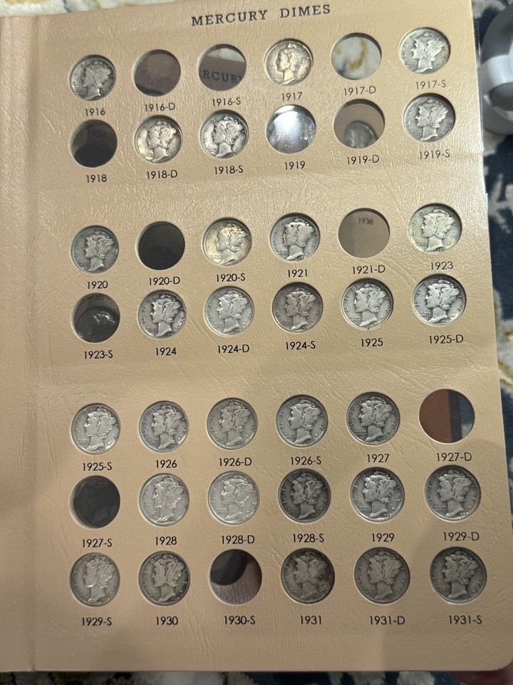 1916-1945 mercury dime set Densco Near Complete 62 Coins Total | eBay