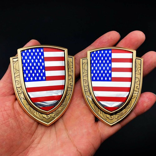 2pcs Metal USA American Flag Car Trunk Window Side Emblem Badge Decal ...