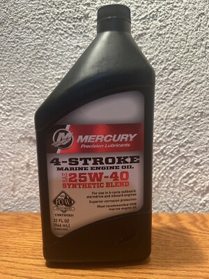 Mercury Marine Synthetic Blend 4-Stroke (25W-40) Engine Oil Quart ~92 ...