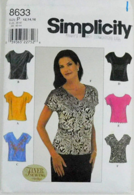 Simplicity Sewing Pattern 8633 Size 12-14-16 Misses Woven or Knit TOPS ...
