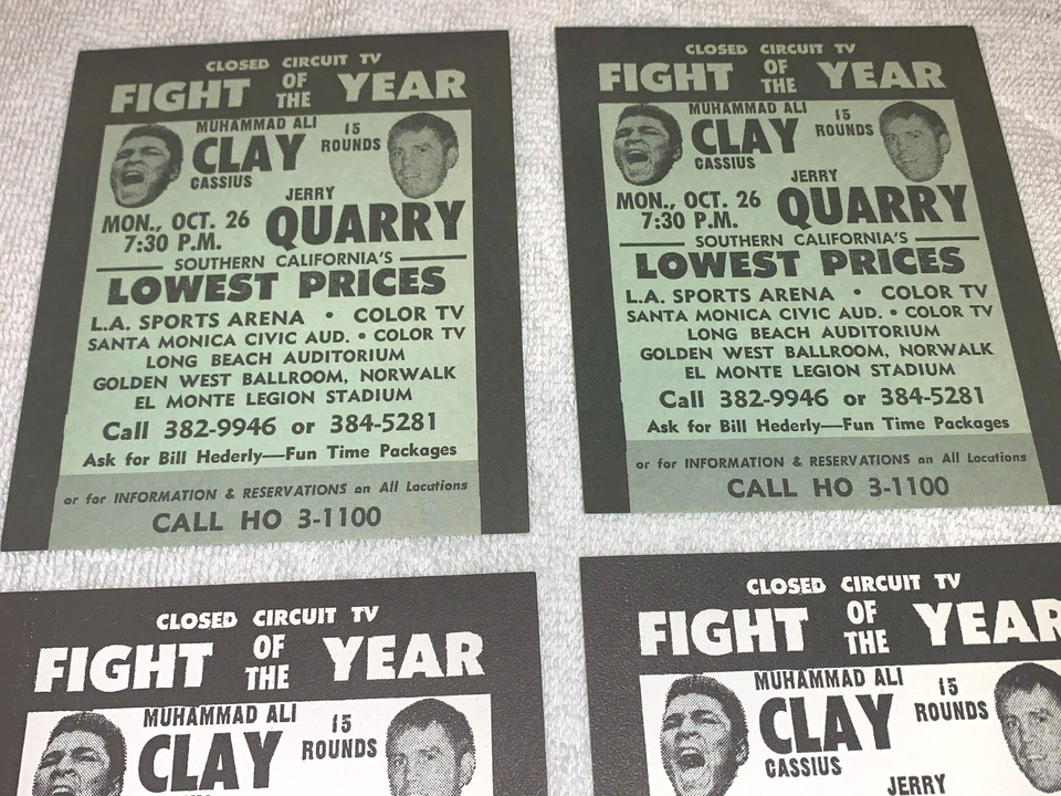 MUHAMMAD ALI CASSIUS CLAY JERRY QUARRY 4 1970 BOXING FLYER HANDBILLS ...