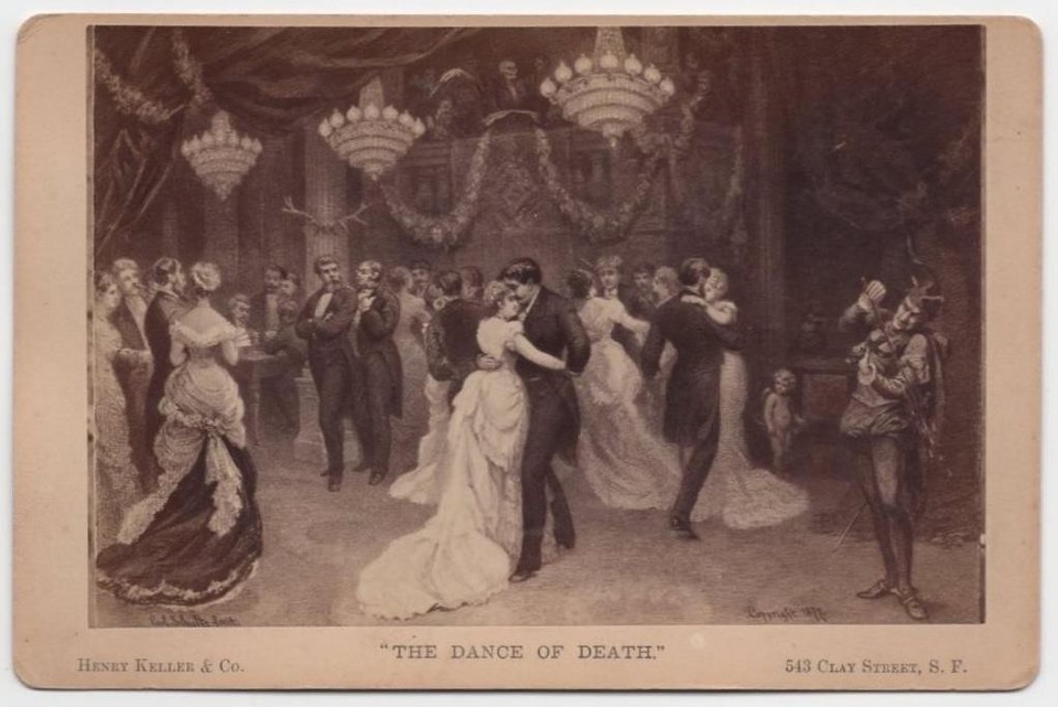 1880s CABINET PHOTO LOT Artist Rendering 4 BALLROOM DANCING Dance Hall ...