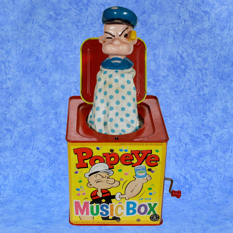 1961 POPEYE Jack-In-The-Box by MATTEL Music/Musical Toy WORKS Nice! | eBay