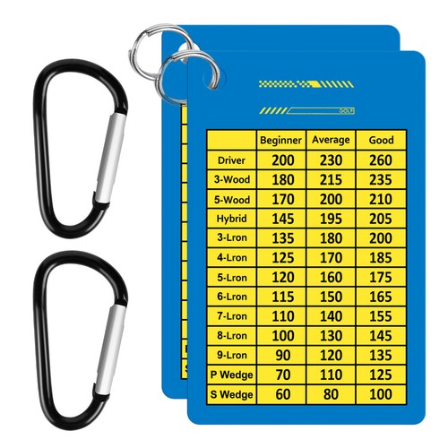 2Pcs Golf Club Range Chart Card Golfers Quick Reference Distance Guide ...