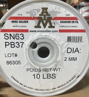 AIM Solder SN63/SW/2MM/10LB (5465) Wire Solder SN63, 2MM, 10 lb. Ersa ...