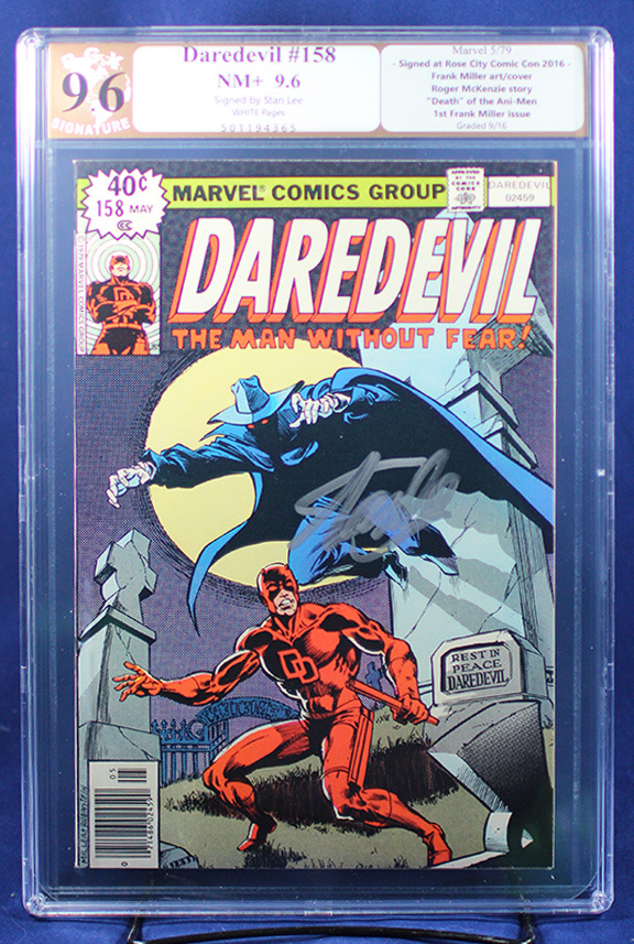 DAREDEVIL #158 (Marvel) PGX graded 9.6 NM+ Near Mint Plus signed STAN ...