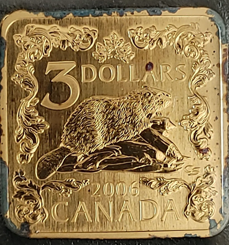 2006 Canada $3 Square Gold Plated Sterling Silver Coin - The Beaver ...