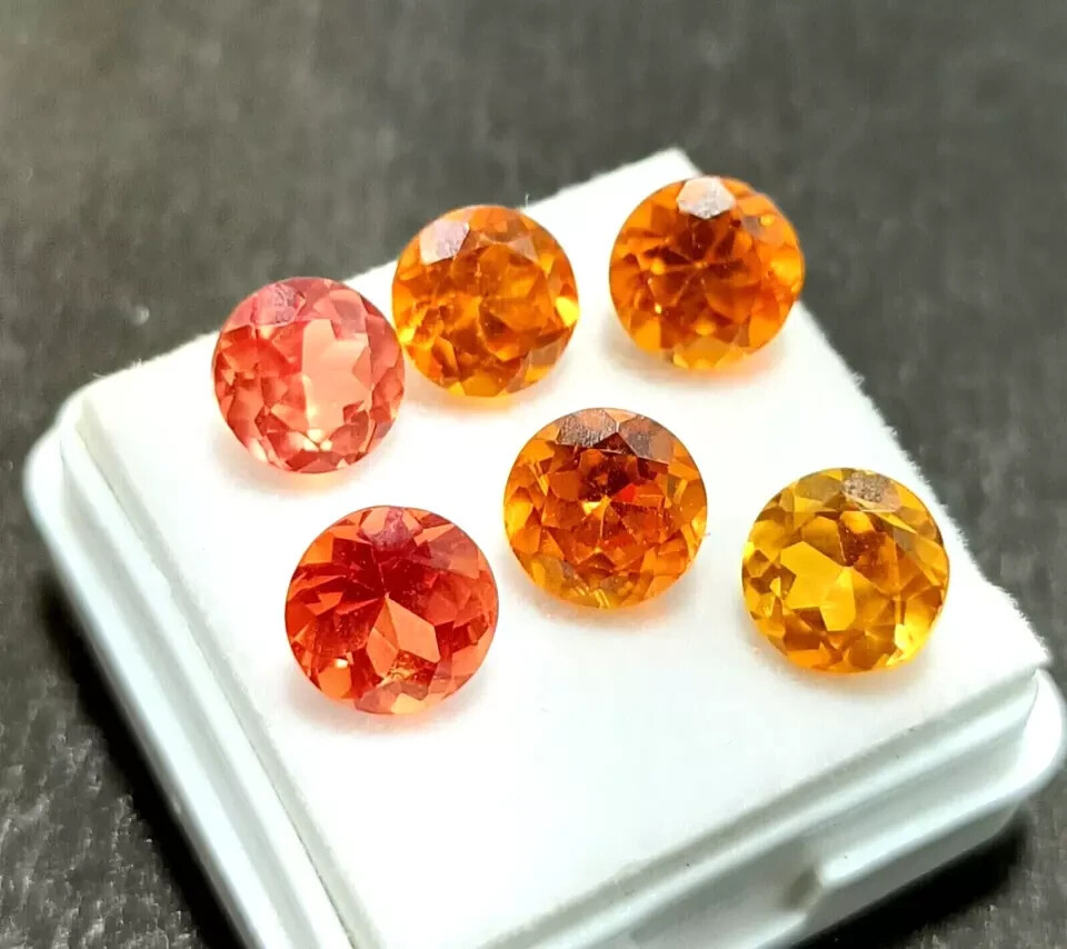 6 mm Natural Orange Color Sapphire Round Cut 100 Pcs Lot Certified ...