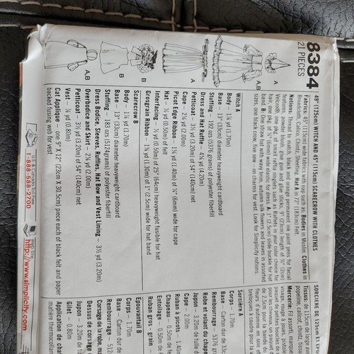 Simplicity 8384 Witch Scarecrow Halloween Large Dolls Craft Sewing ...