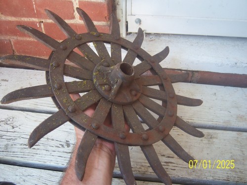 Antique Spike Hoe Wheel Cultivator Farm Garden Rustic Decor 16 Tine 16 ...