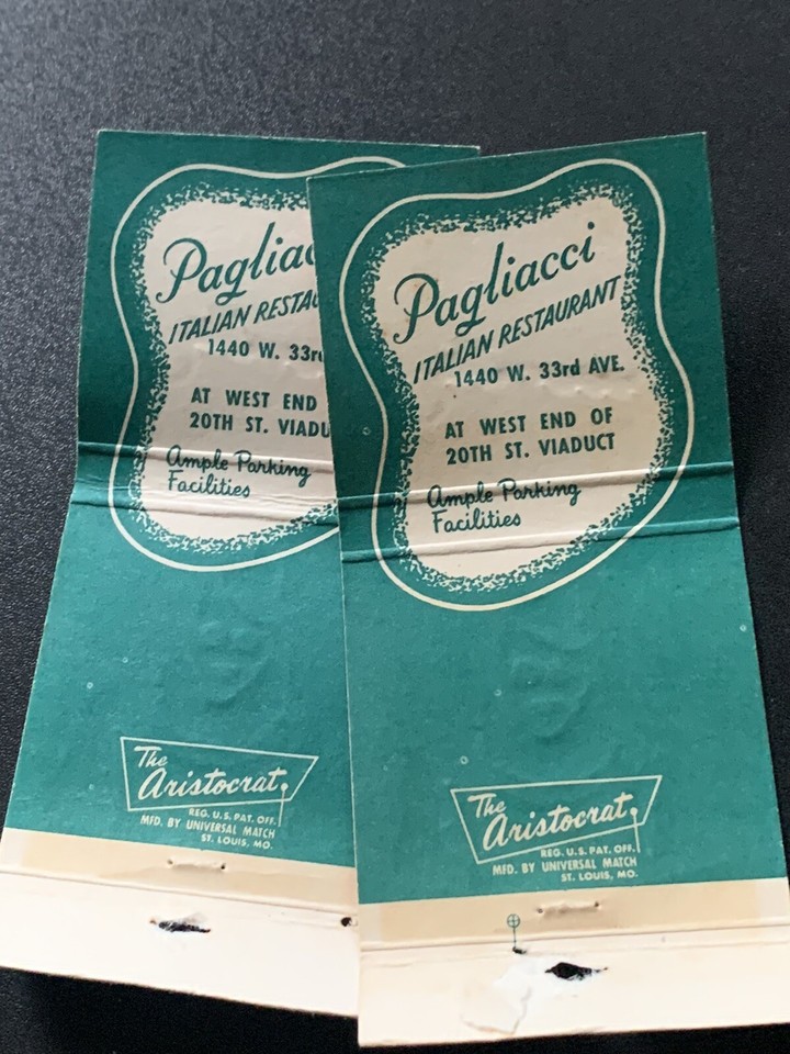 Vintage Colorado Matchbook Lot: “Pagliaccio Restaurant” Denver, CO | eBay