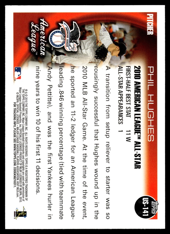 2010 Topps Update #US-141 Phil Hughes New York Yankees | eBay