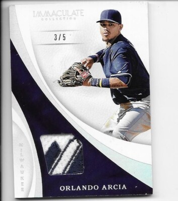 2017 Panini Immaculate Orlando Arcia game used Majestic logo patch #3/5 ...