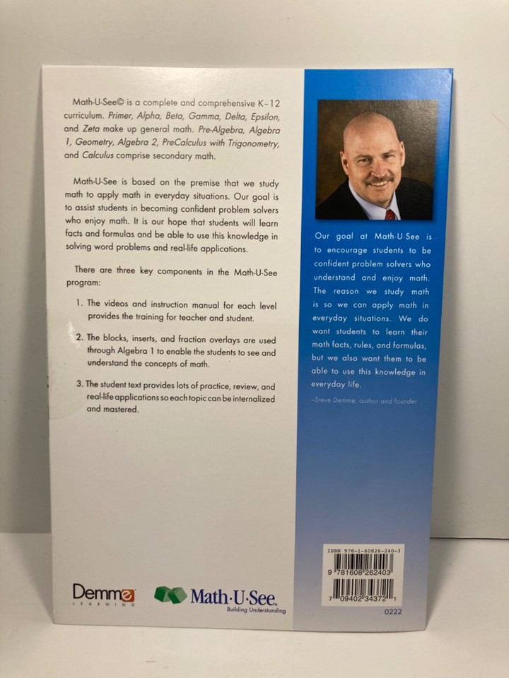 Algebra 2 MATH-U-SEE Demme Curriculum 2-Disc DVD Set BRAND NEW & SEALED ...