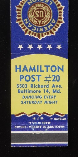 1950s American Legion Hamilton Post No. 20 5503 Richard Ave. Baltimore ...