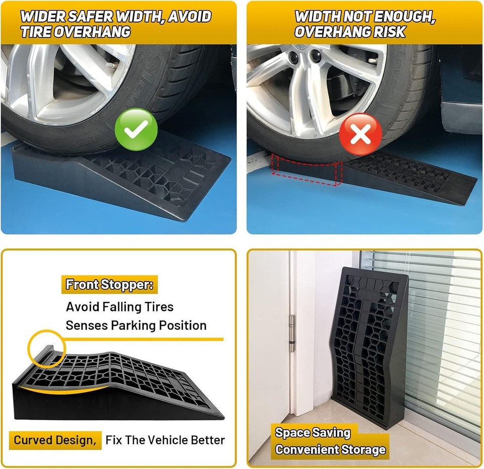 Car Ramps Heavy Duty Tire Ramps for Jack Support Automotive Low Profile ...