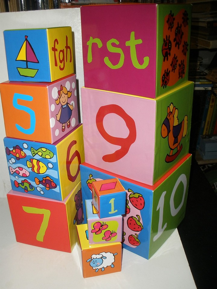 KidConnection Connection Nesting Blocks 10 blocks w/ numbers, letters ...