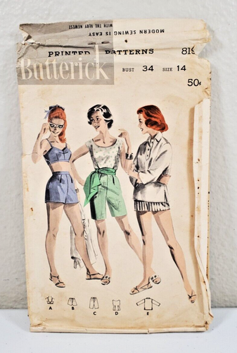 Vintage 50s 60s Butterick Swimsuit Bathing Suit Beachwear Pattern Sz 14 ...