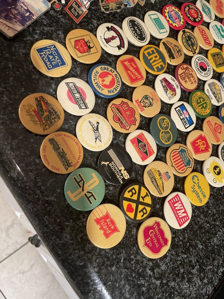 Vintage Lot Of 75+ Railroad Pinback Buttons & Badges. Old Rare Railroad ...