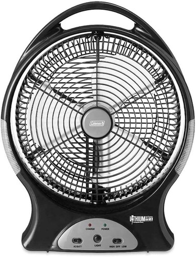 Coleman Fan Lithium Ion Rechargeable Table Fan 12 Inch Black Modern ...