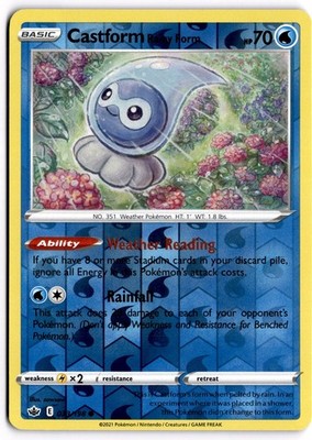 Pokemon TCG Castform Rainy Form 033/198 Swsh06: Chilling Reign Reverse ...