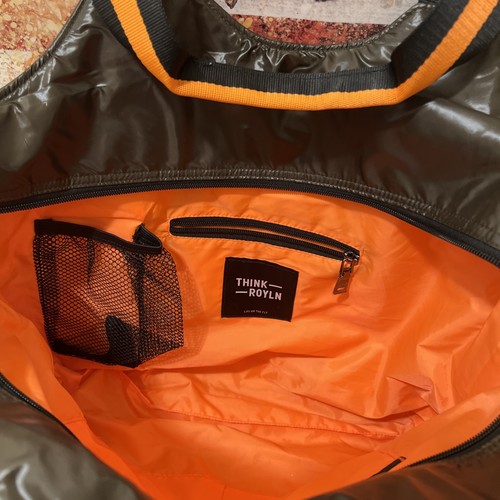 THINK ROYLN Large Dark Green Puffer Quilted Tote Bag Strap Lost NWOT | eBay