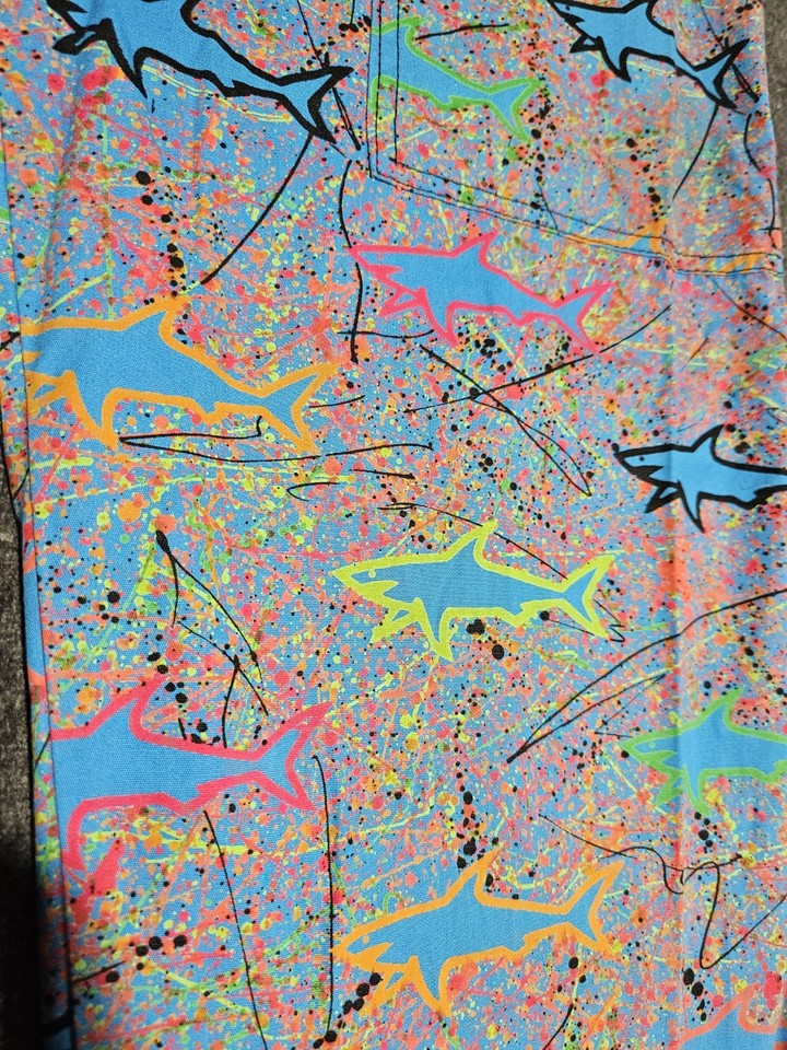 Vtg 90s Paint Splatter Neon Pants Unisex Sz M Beach Surfer Skater All ...