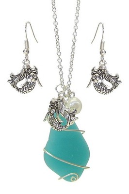 Sea Glass & Mermaid Jewelry Set | eBay