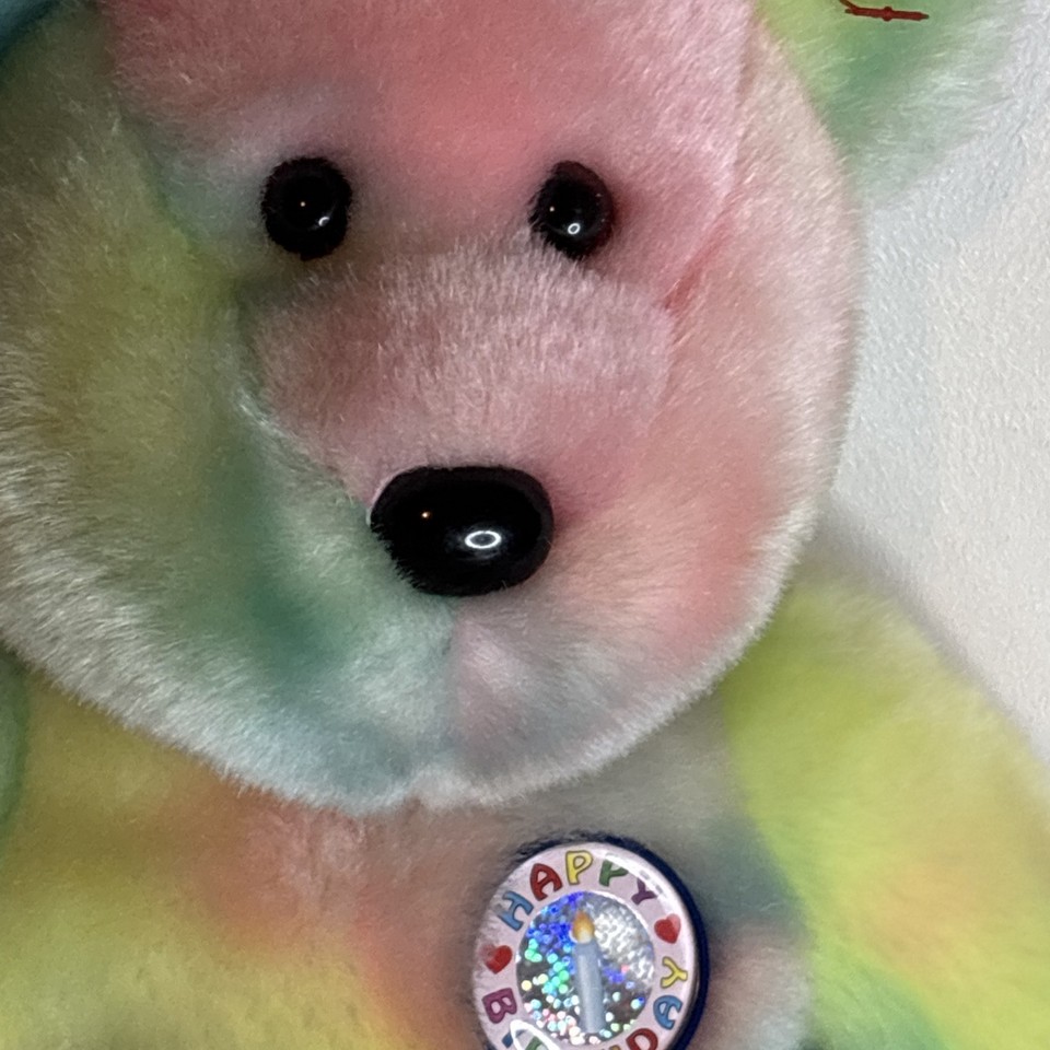 Ty Beanie Buddy Happy Birthday Teddy Bear 15" Plush Cotton Classic ...