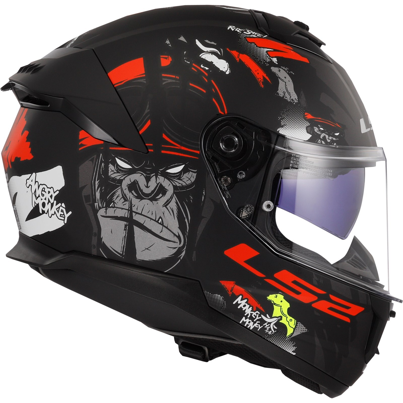 Motorcycle Helmet Full Face L - LS2 Stream II FF808 Angry Monkey - Sun ...