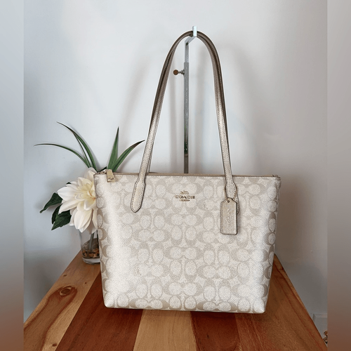 NWT Coach Fiona Zip Tote Bag In Signature Canvas | eBay