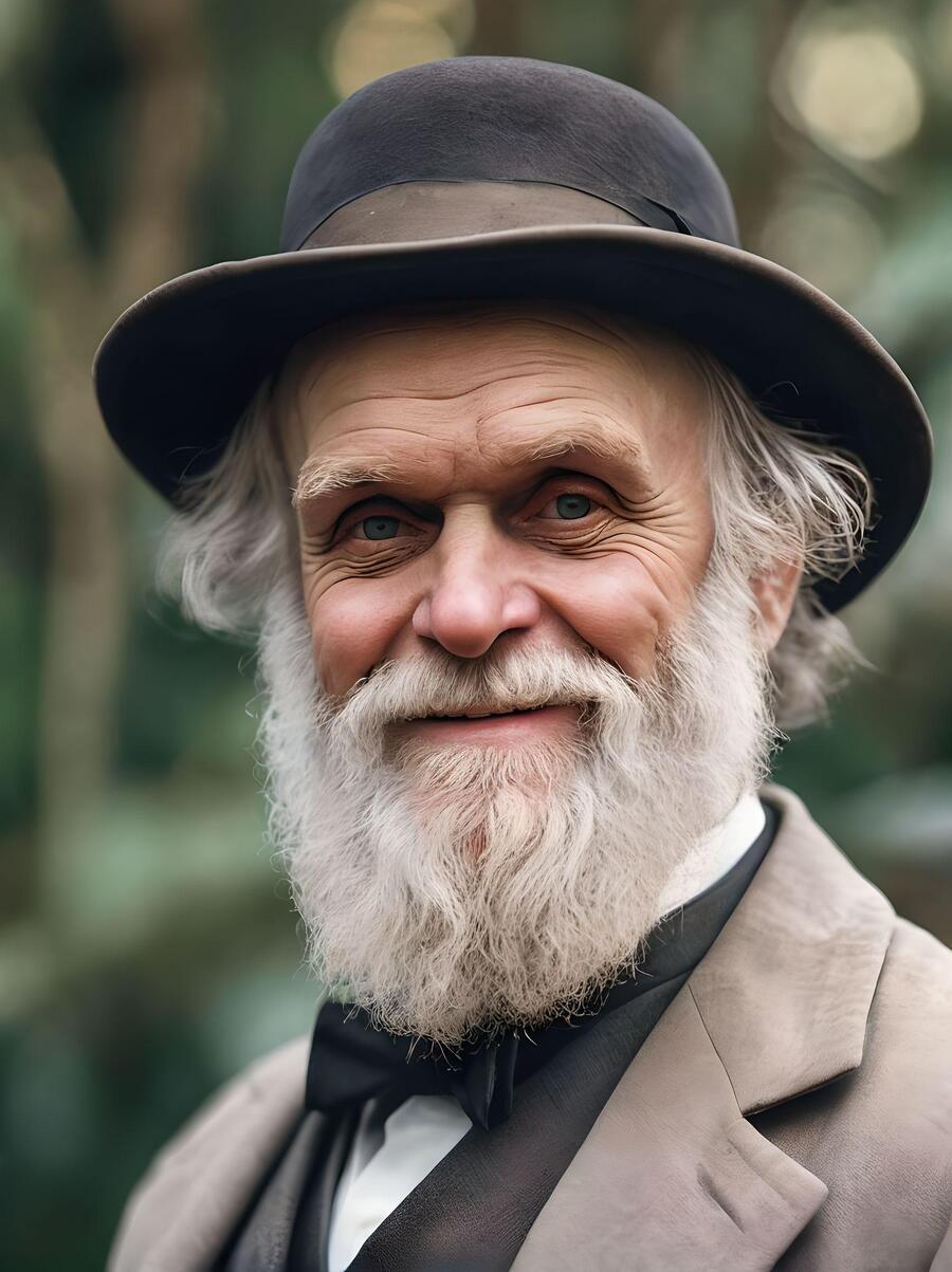 Charles Darwin Selfie Photo Modern Portrait Reconstruction Poster Art ...