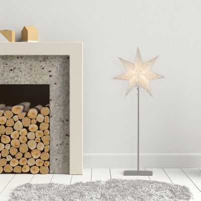 Papierstern Weihnachtsstern Stehleuchte Fensterdeko 7-zackig Stern Weiß ...