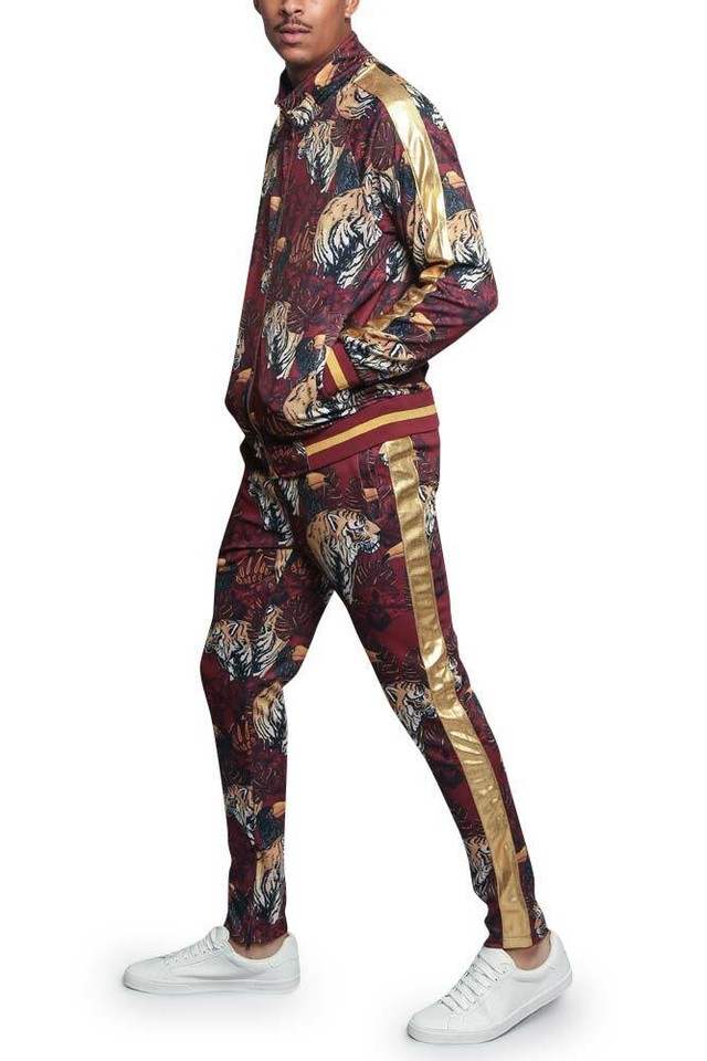 MEN'S Floral Tiger Track Pants & Jacket Jogging Track Suit Set S~5X ...