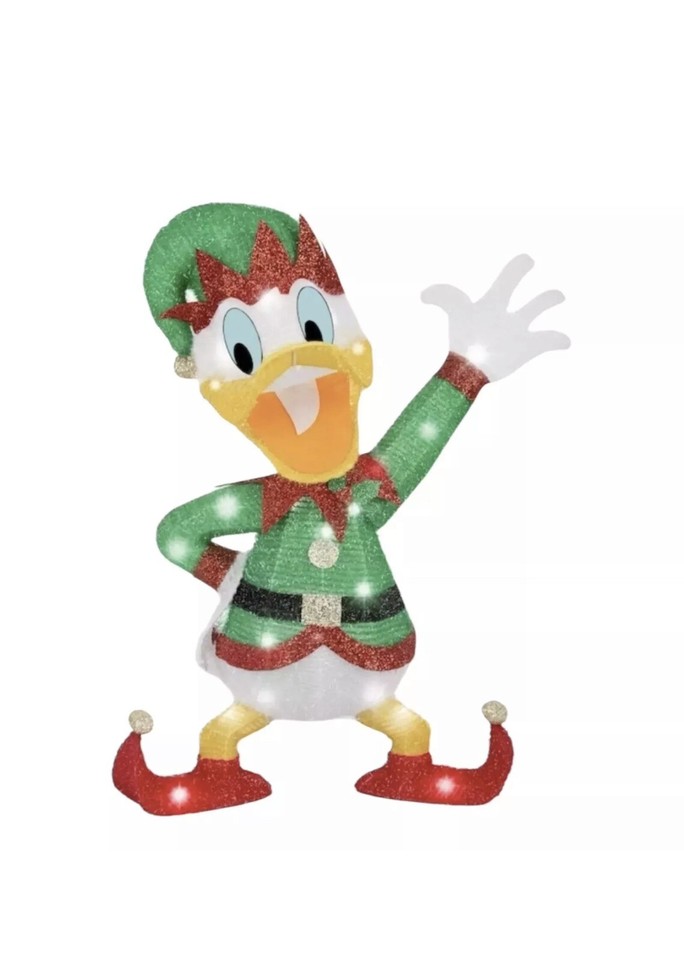 Disney Gemmy Christmas 2.5 ft LED Donald Duck Elf Tinsel Yard Sculpture ...