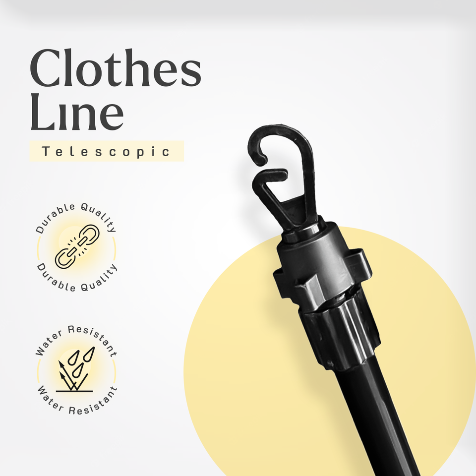 2.6m Prop Laundry Line Expandable Washing Pole Telescopic Support ...