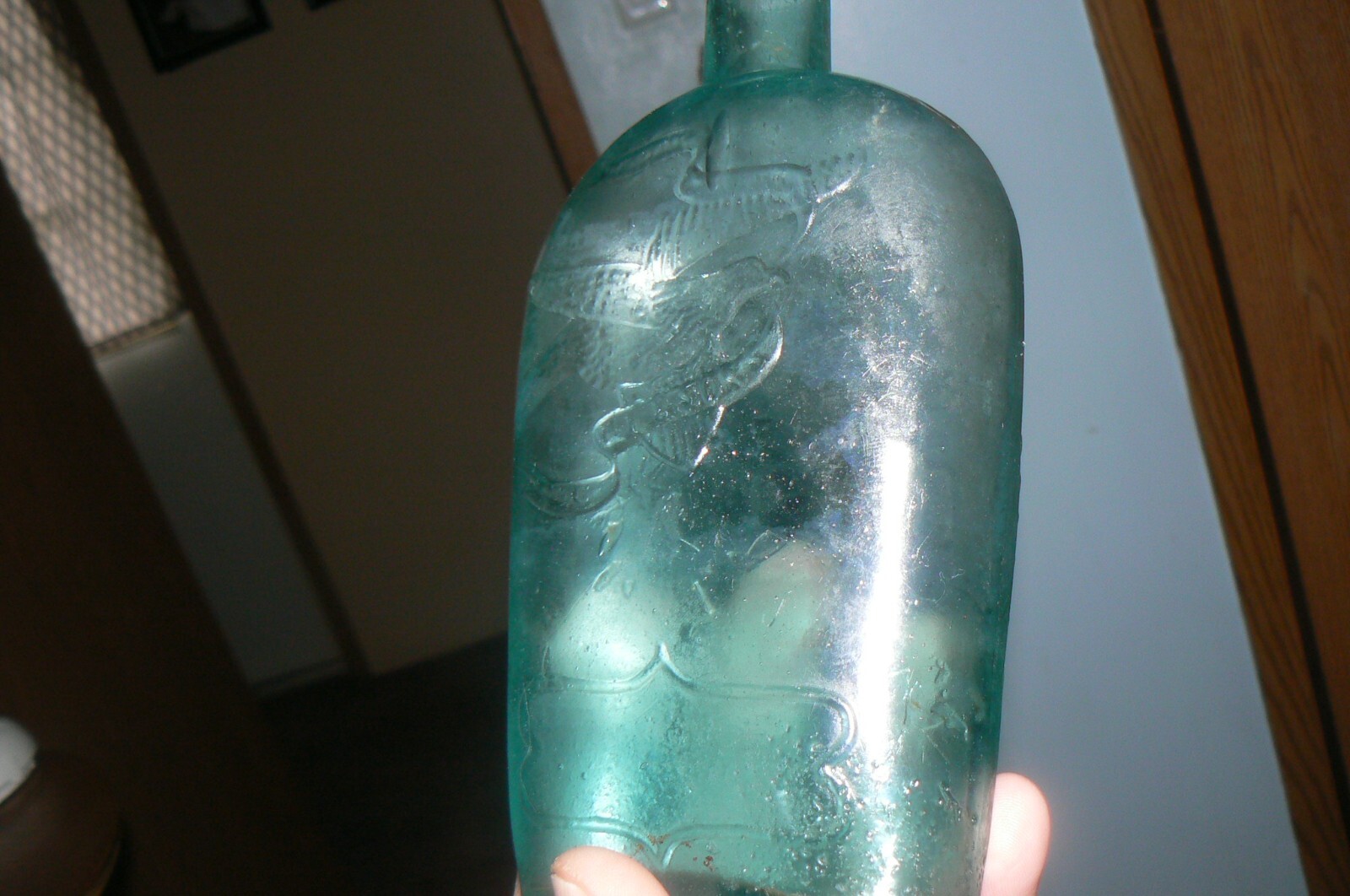 UNIQUE GXII-20 1860S BLUE-GREEN (C.I. & SONS) UNION CLASPED HANDS FLASK ...