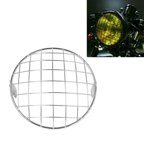 7'' Headlight Mesh Grill Guard Chrome Motorcycle Headlamp Light Cover ...
