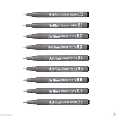 Artline Technical Drawing System Black Ink Pen 0.05mm-0.8mm| Art Design ...