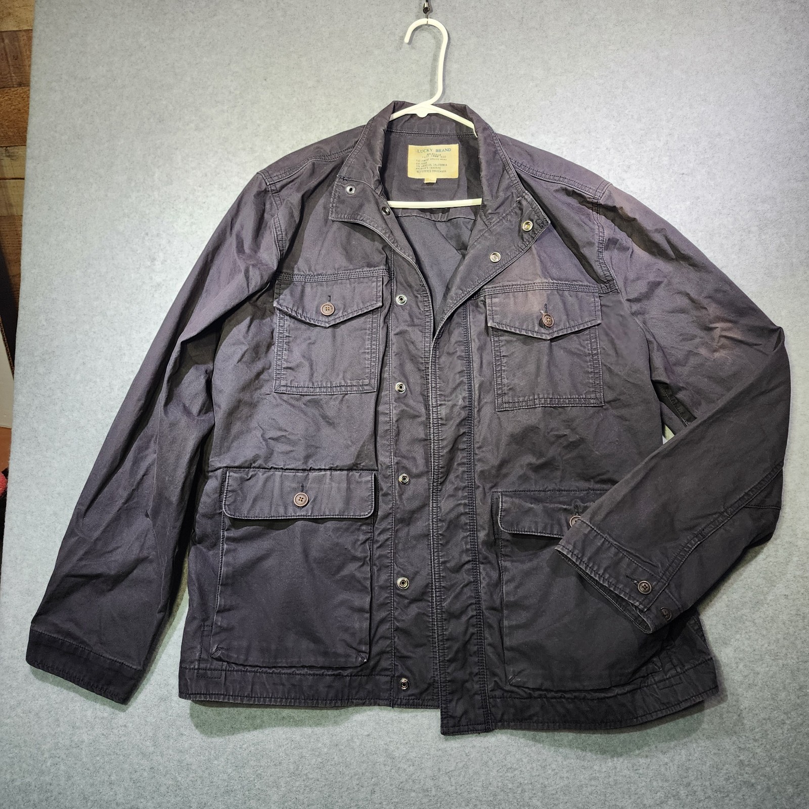 Lucky Brand Men’s Black Utility Jacket L 100% Cotton … - Gem