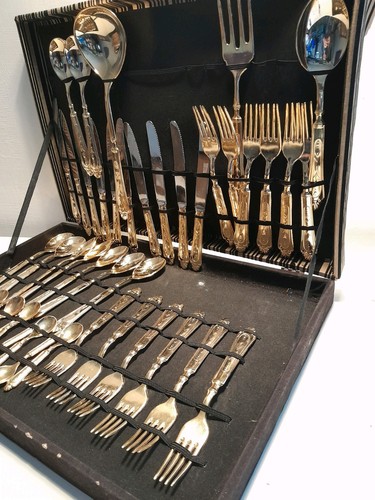 ITALIAN gold Tone Cutlery Set 46 Piece Imcomplete Collector Gift | eBay